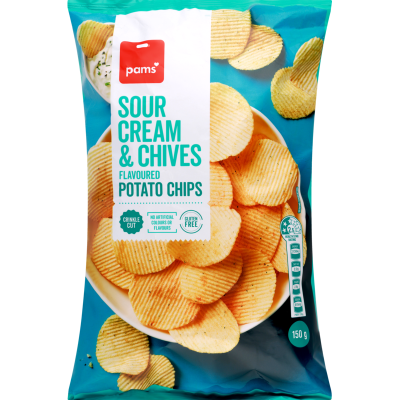 Pams Sour Cream & Chives Flavour Potato Chips 150g – GoPotatoes