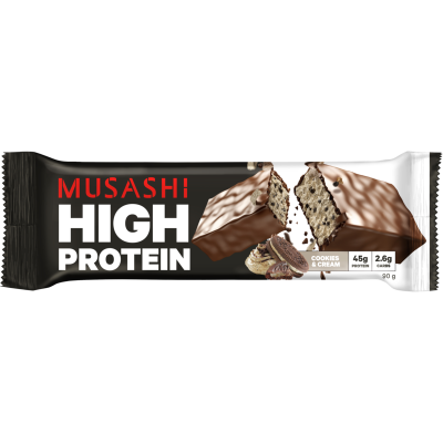 Musashi Cookies & Cream Flavour High Protein Bar 90g – GoPotatoes