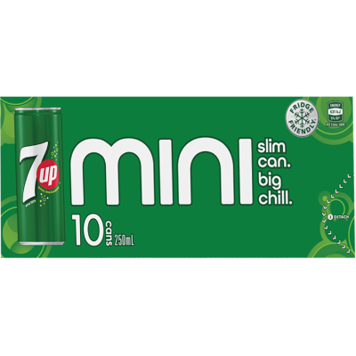 7 Up Mini Soft Drink Cans 10 x 250ml – GoPotatoes